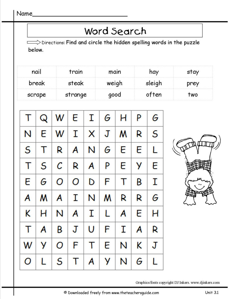 2Nd Grade Word Search Free Printable Free Printable | Emma Crossword ...