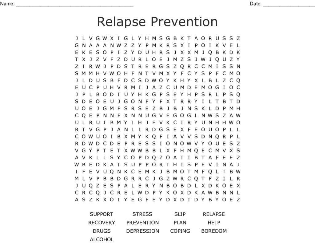 Addiction Recovery Word Search Wordmint Printable Recovery Puzzles ...