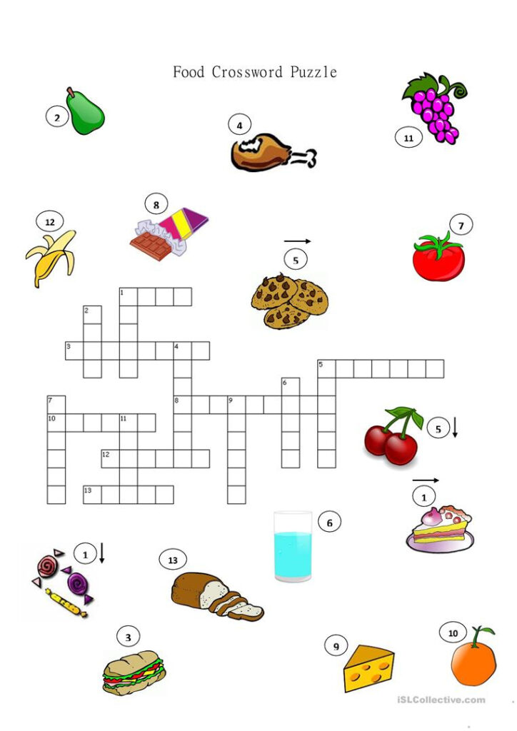 Food Crossword Puzzle Worksheet Free ESL Printable Worksheets Made By ...