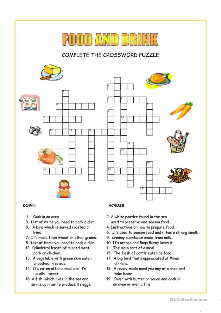 Printable Crossword Puzzles About Food Printable Crossword Puzzles ...