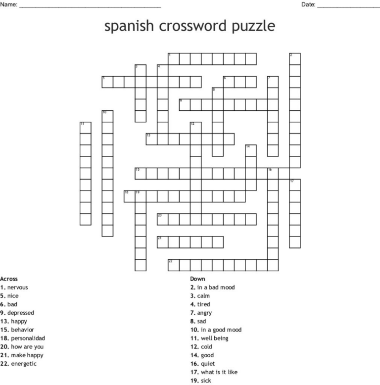 Spanish Crossword Puzzle Wordmint Word Search Printable | Emma ...